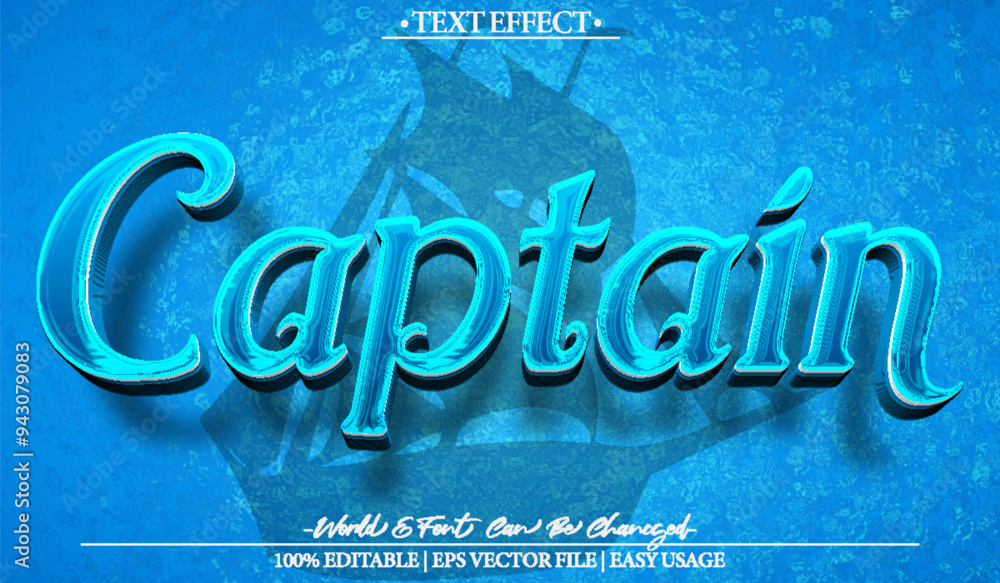 Captain Vector Text Effect Editable Alphabet Sea Sailor Ocean Marine ...