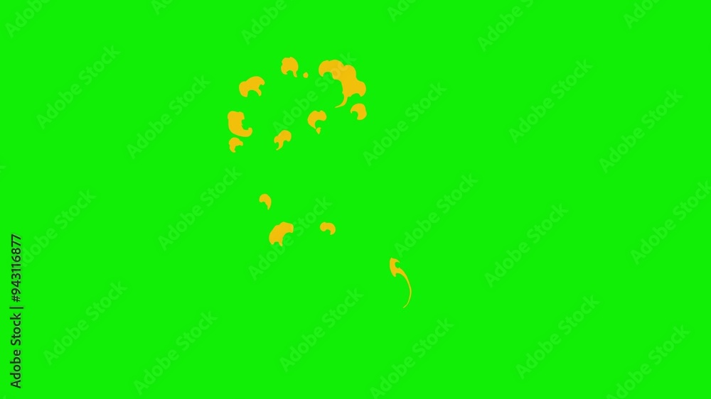 Cartoon fire explosion on a green screen. Cartoon fire transition ...