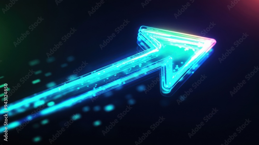 Futuristic glowing arrow pointing forward symbolizing progress and ...