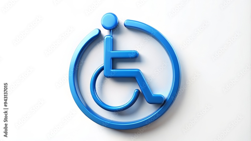 Accessible symbol featuring a stylized blue wheelchair icon on a white ...