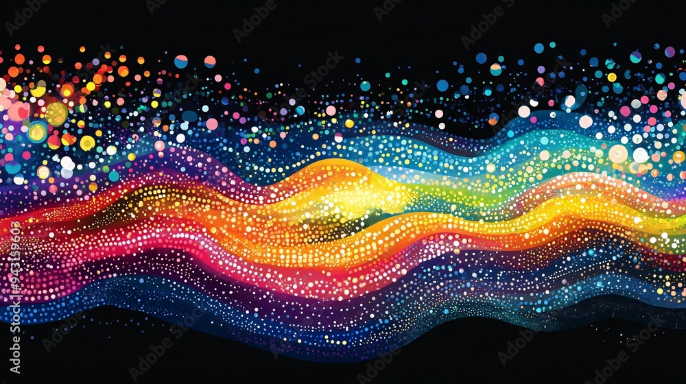 Digital art of Whitehaven Beach symbols in a dot matrix design, with ...