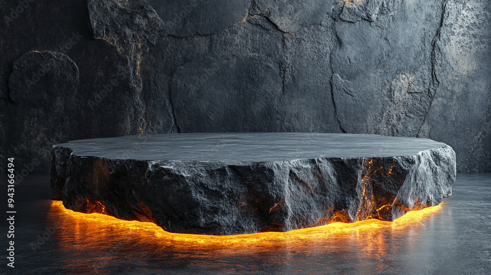The Rock Platform, Illuminated By The Subtle Flames Beneath, Forms A ...