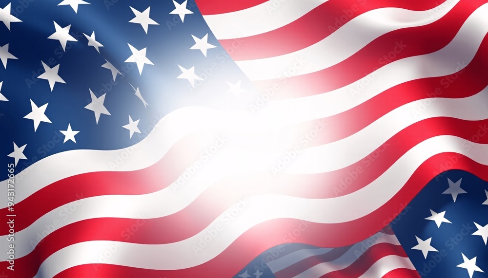 Patriotic background with large waving flag elements and clean text ...