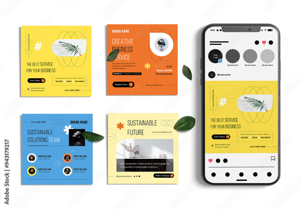 Elegant Business Social Media Posts Layout Stock Template | Adobe Stock