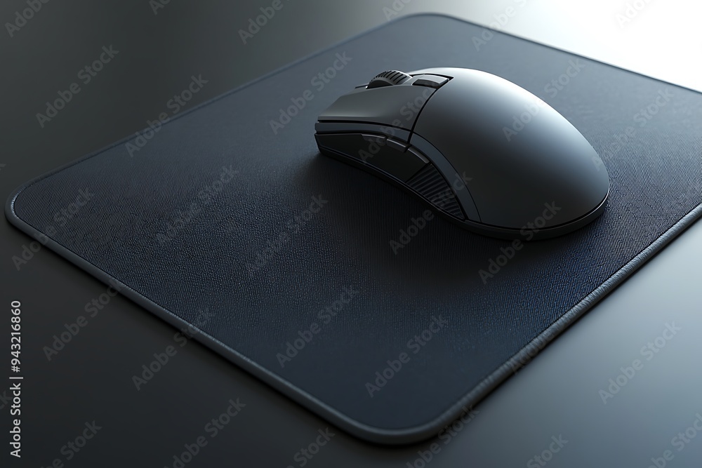Black wireless optical mouse on a desk, a vital input device for ...