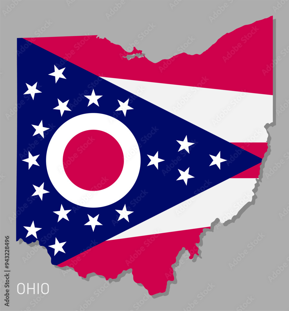 Map of Ohio USA federal state with flag inside. Highly detailed map of ...