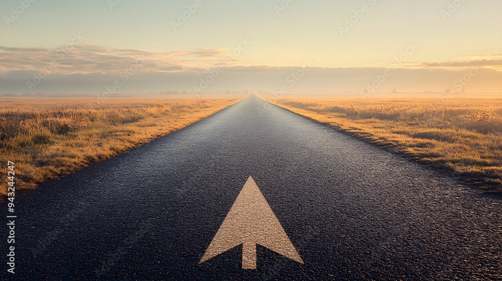 1. **Depict a straight road stretching towards the horizon, with a ...