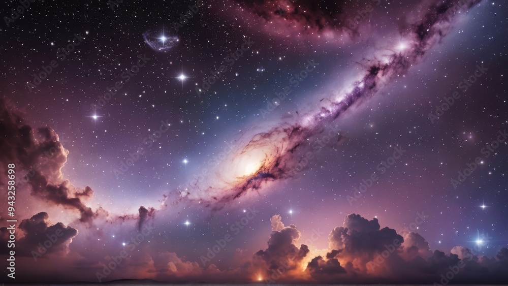 Stars of a planet and galaxy in a free space. 3D rendering, Planets and ...