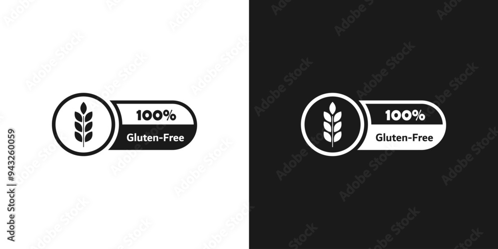 Gluten free icon. 100% gluten free product. No gluten sticker, label ...