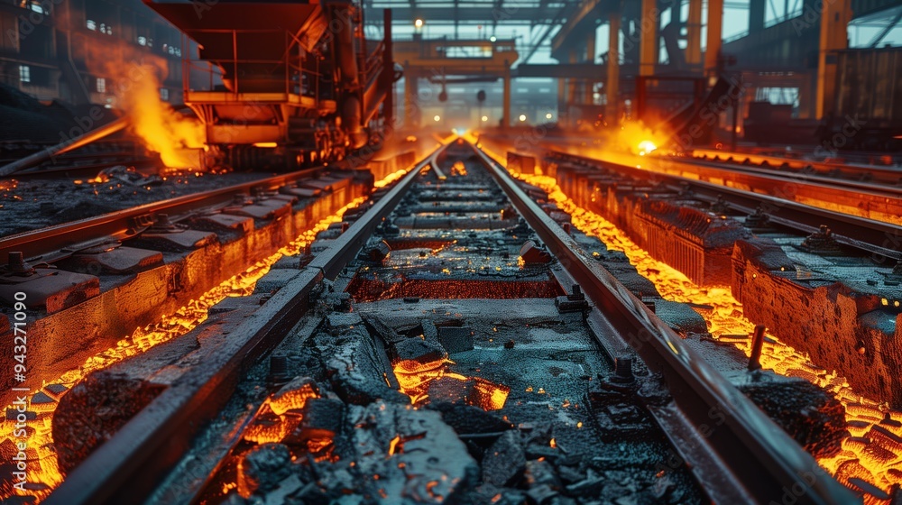 Industrial Track for Molten Steel in Steel Plant. Track system in a ...