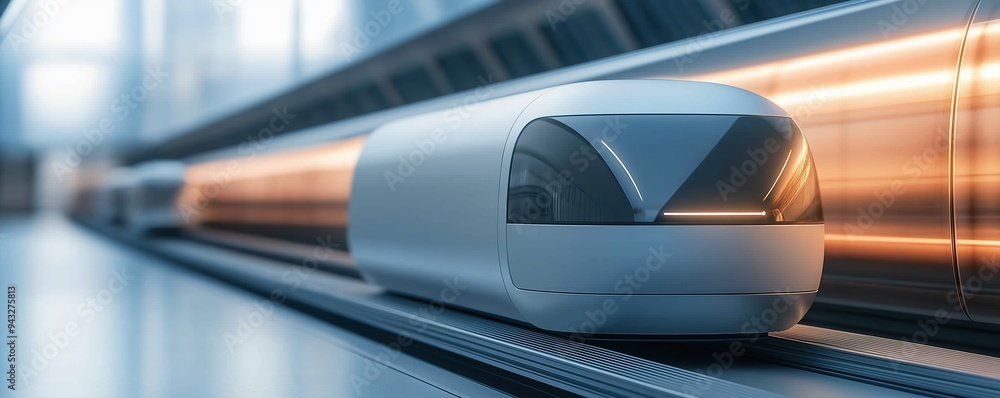 Hyperloop pod in a sleek terminal ready for cargo loading, showcasing ...