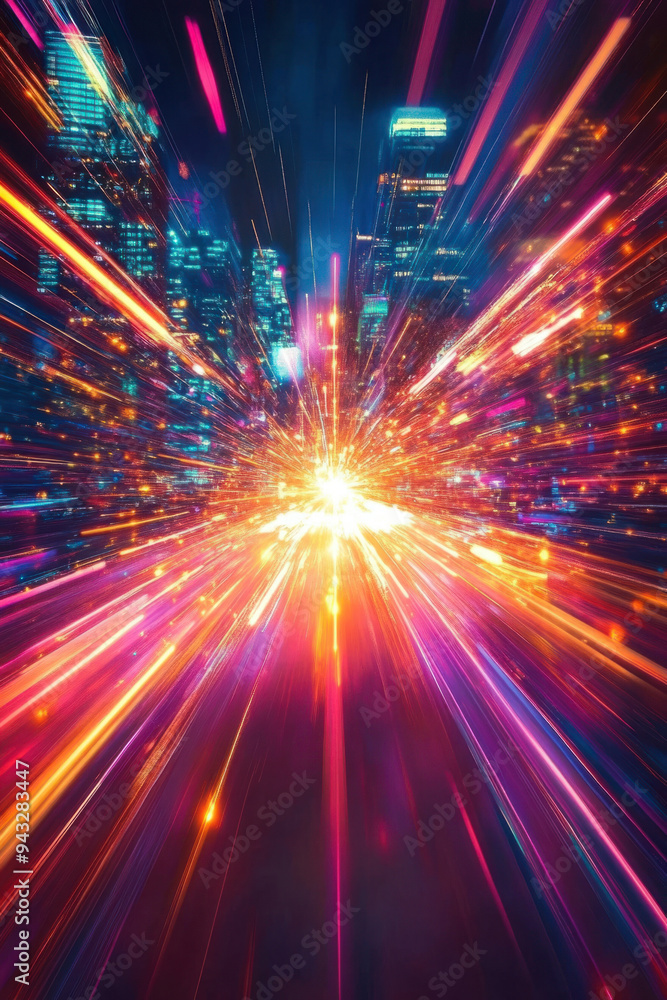 Dynamic Light Streaks, Vibrant light streaks emanate from a central ...