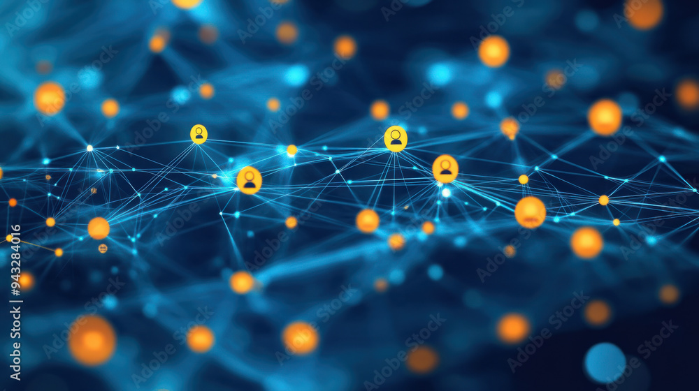 Digital Network, Visual diagram depicting a digital network with ...
