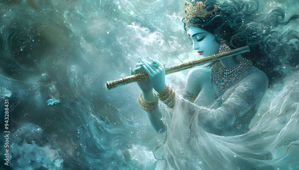 A Digital Painting of Lord Krishna and His Beautiful Blue Butterflies ...