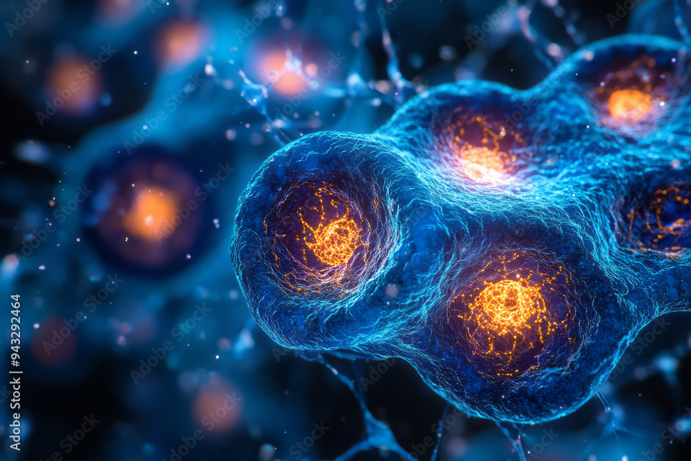 A close-up of stem cells under a microscope, highlighting their ...