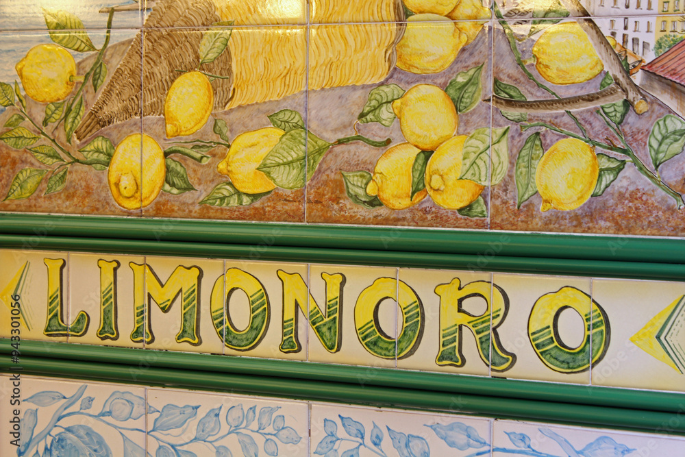 Ceramic Tiles illustrating Limonoro Winery in Sorrento, Italy . The ...