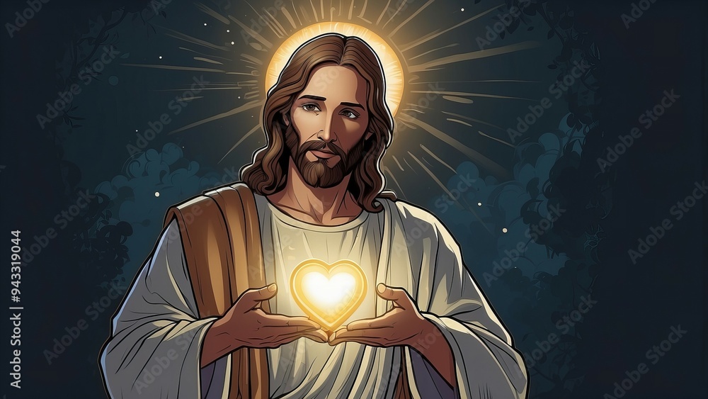 Jesus Holding Heart in Hands, Symbol of Love and Compassion, Spiritual ...