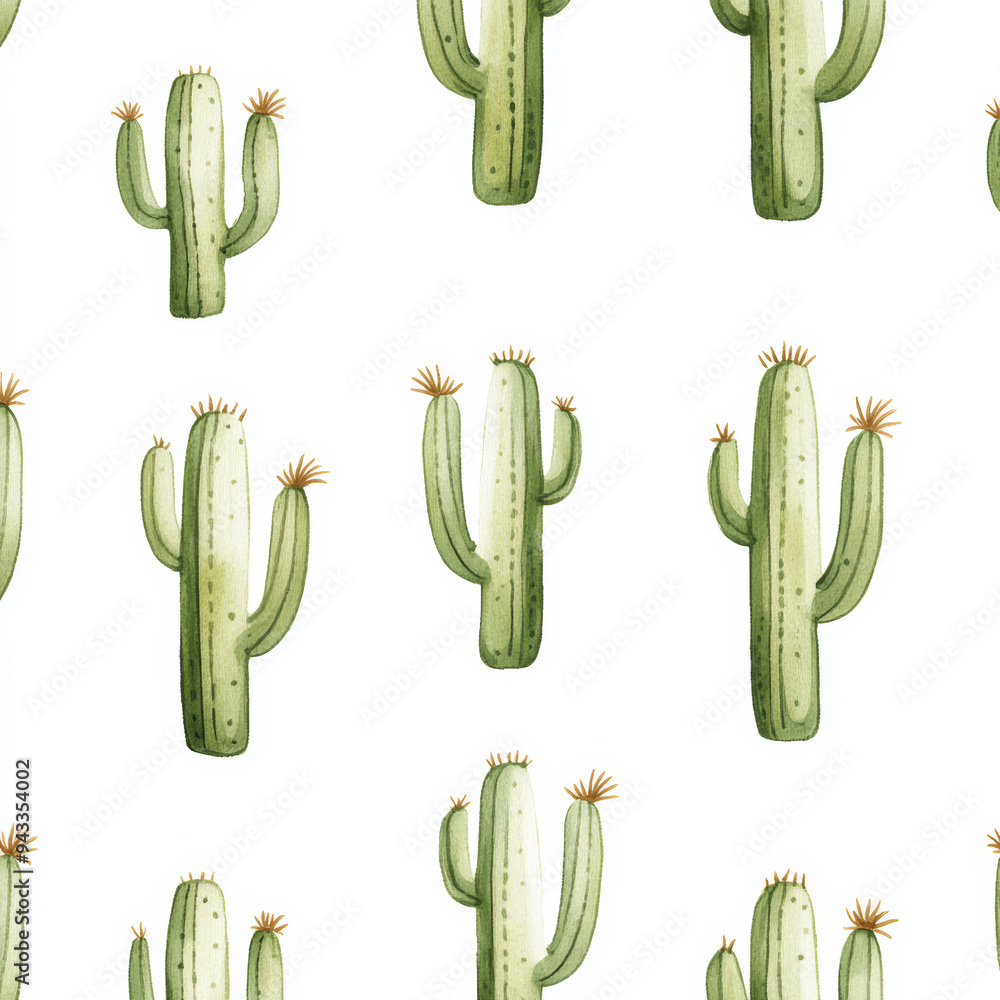 Seamless, Cactus pattern, Hand-drawn cacti, Minimalist design, Green ...