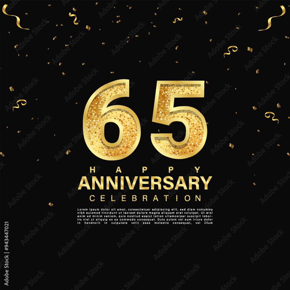 65th anniversary celebration emblem. Gold anniversary logo isolated on ...