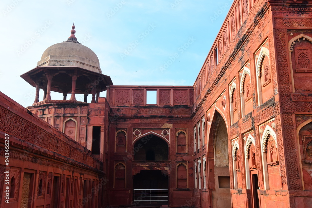 Agra, India - March 16 2024: Mughal architecture at Agra Fort, Agra ...