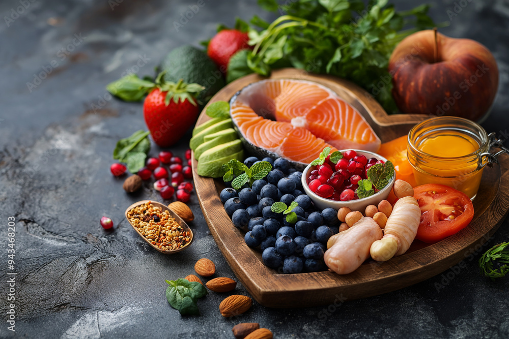 Protein and fats. chiken Fillet, Egg and Salmon Fish, Fruit, Vegetablea ...