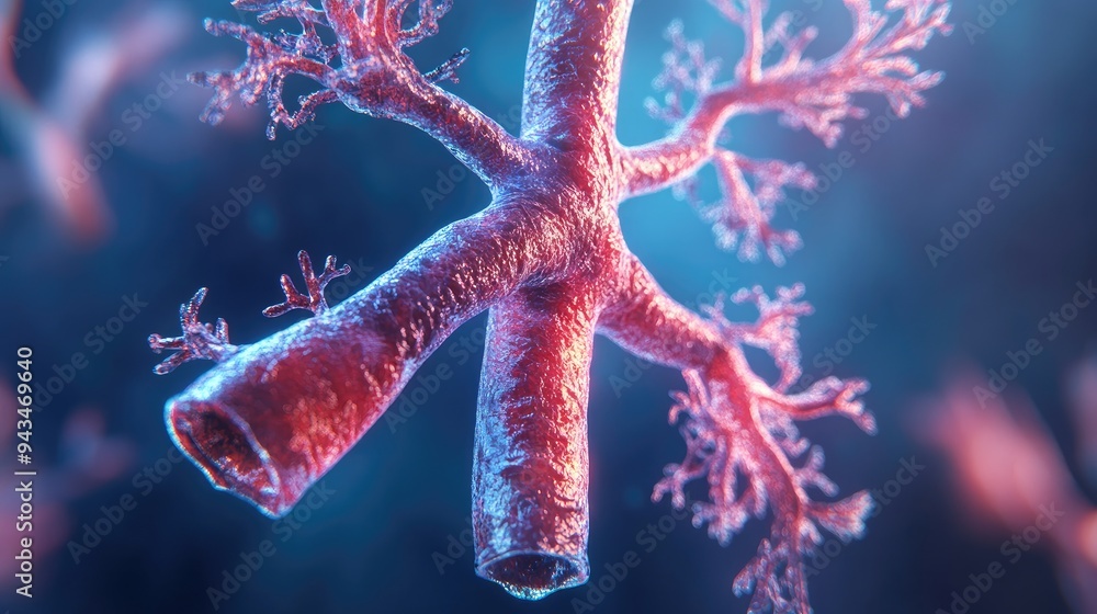 Detailed 3D illustration of the human trachea and bronchi, Human Body ...