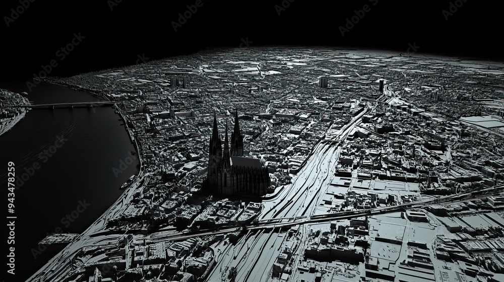 Ilustracja Stock: Technical aerial visual, 3D LiDAR GIS aerial map ...