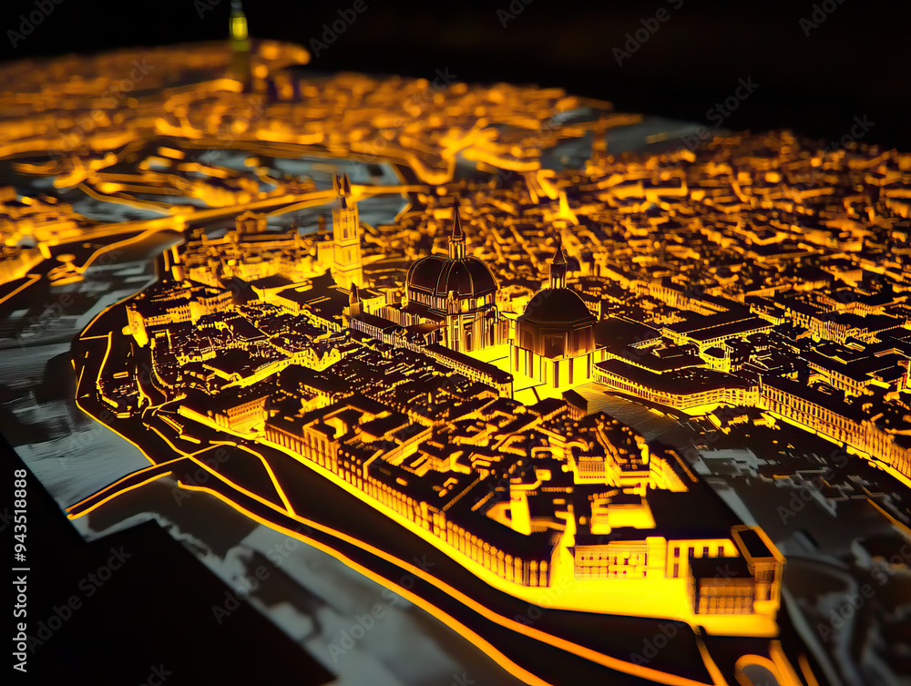 Technical aerial visual, 3D LiDAR GIS aerial map satellite scan model ...