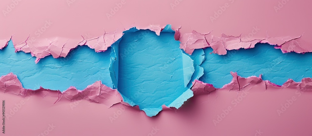 Apply now message on torn blue paper against a pink backdrop with a ...