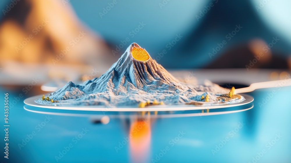 Topographic Map of a Volcanic Region with Shaded Relief, A topographic ...