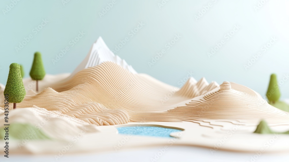 Topographic Map of a Desert Region with Sand Dunes, A topographic map ...