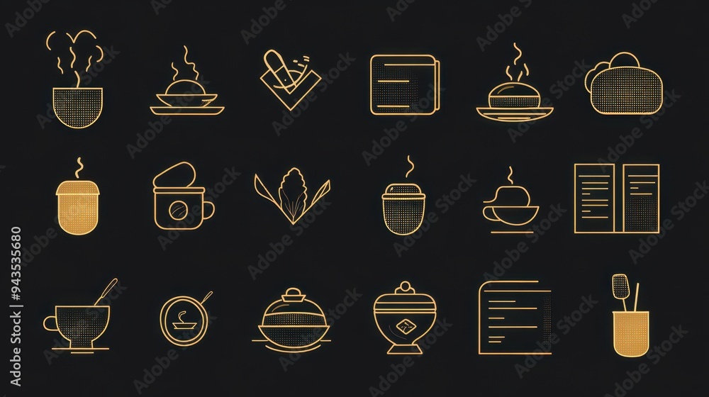 This collection showcases various modern restaurant elements such as ...