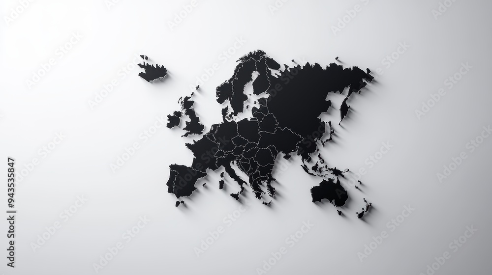 Grayscale Map of Europe with City Labels, A minimalist grayscale map of ...