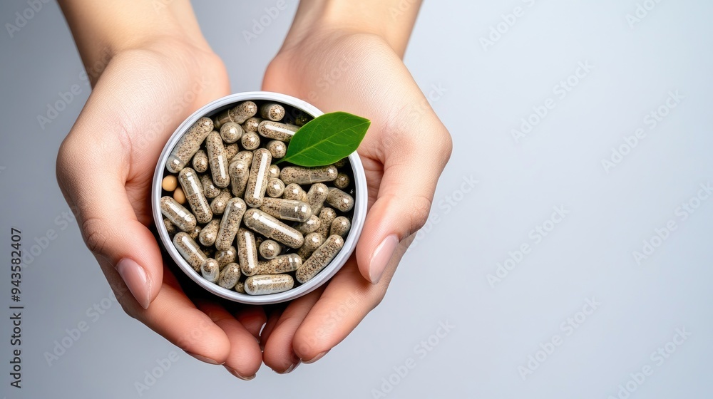 Hand Holding Natural Herbal Supplement Capsules Stock Photo | Adobe Stock