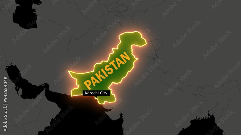 Animated Pakistan Map on Black Background. 3D Animated map of Pakistan ...