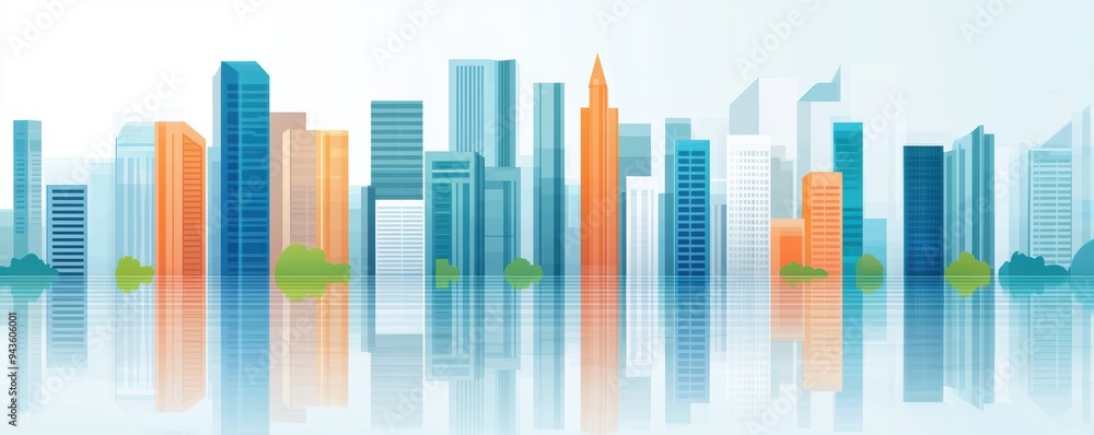 Urban flooding flat design side view city infrastructure theme ...