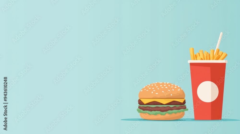 Best fast food picks flat design front view consumer choice theme ...