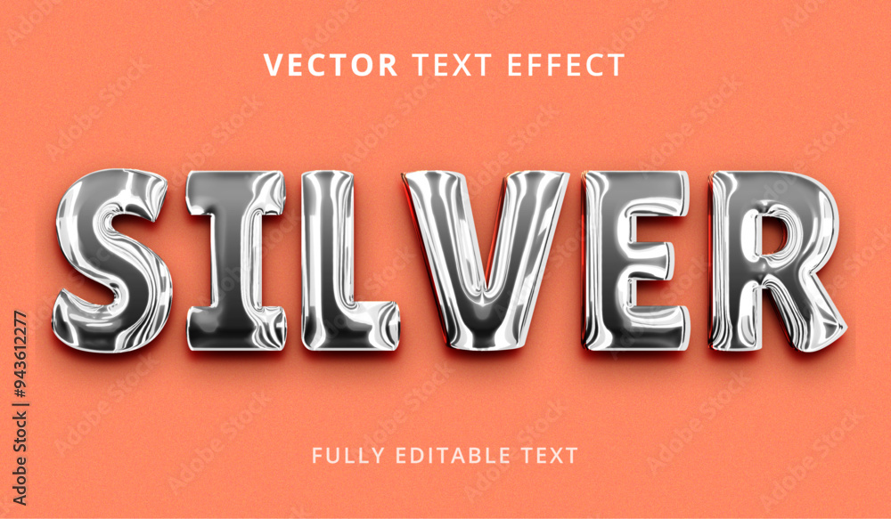 Shiny silver text effect with bright white metallic main concept. Fully ...