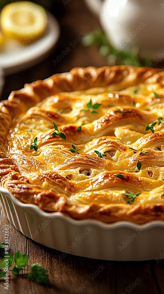 A rustic Cornish stargazy pie with fish heads peeking through the ...