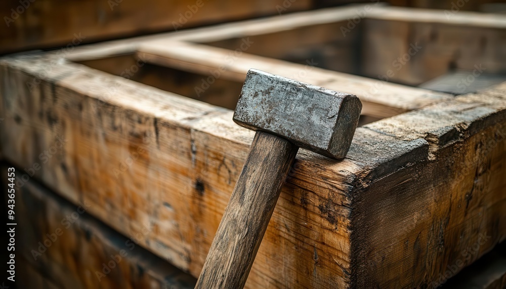 Crowbar prying open a wooden crate, with a focus on leverage and ...