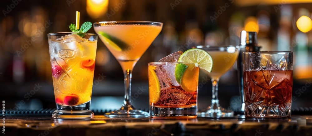 Cocktail against a black background Cocktail at the bar Alcoholic ...