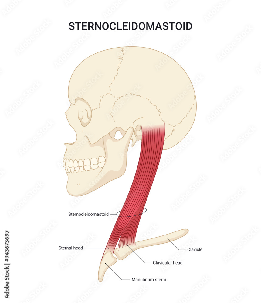Anatomy of Sternocleidomastoid Cervical Muscle Stock Vector | Adobe Stock
