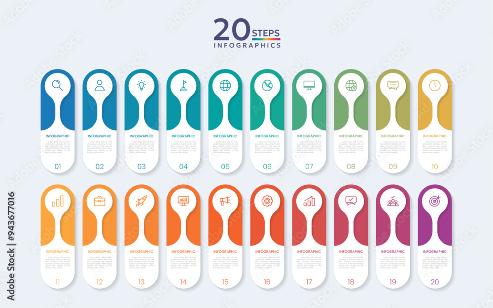Infographic template with 20 options for presentation and data ...
