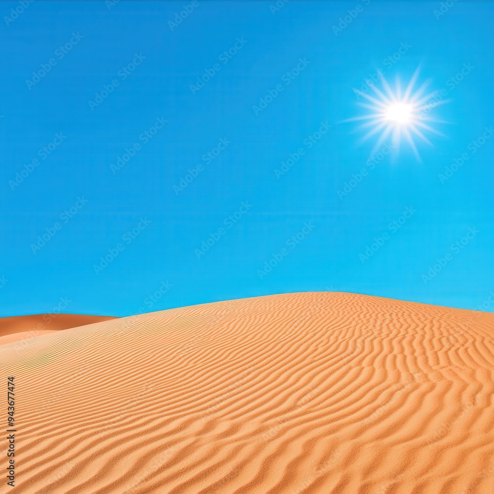 Hot desert with shifting sand dunes under a blazing sun showing the ...