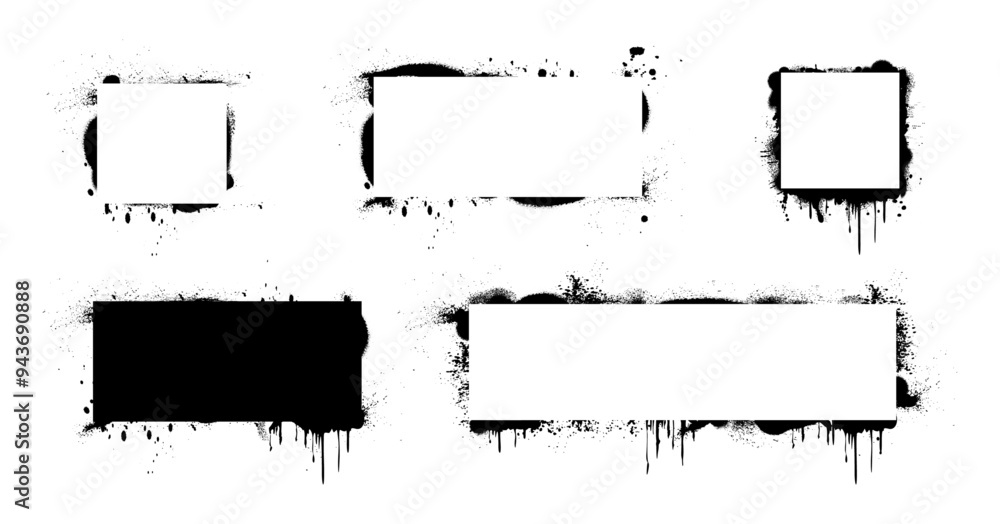 Grunge design paint frames, graffiti stencil banners of street art ...