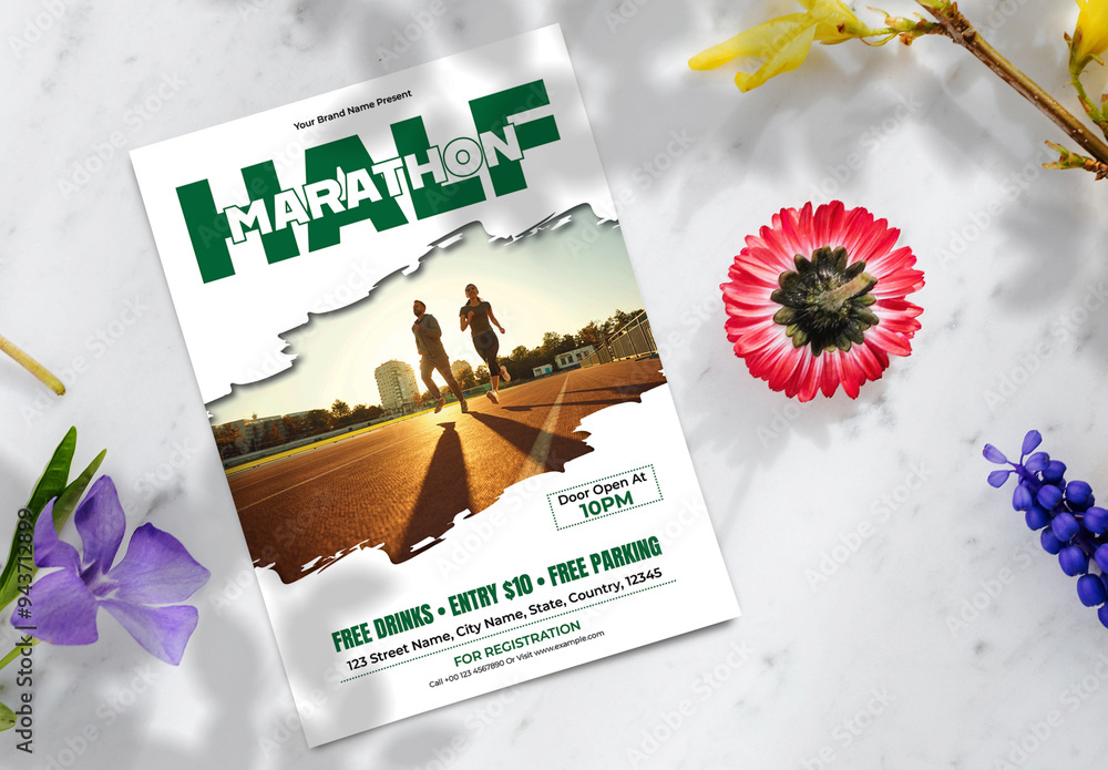 Marathon Race Event Flyer Template Stock Template | Adobe Stock