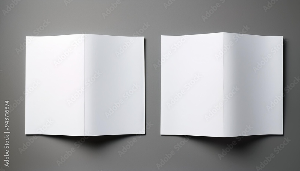 brochures or two blank white pages side by side top down isolated in a ...