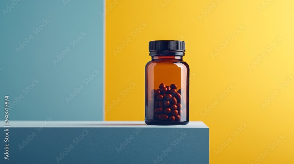 health supplement advertisement, a bottle of iron supplement tablets ...