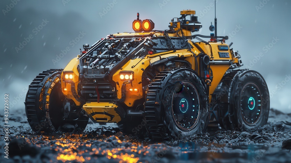 Robotic disaster rescue vehicle. Search and rescue Crawler robot Stock ...