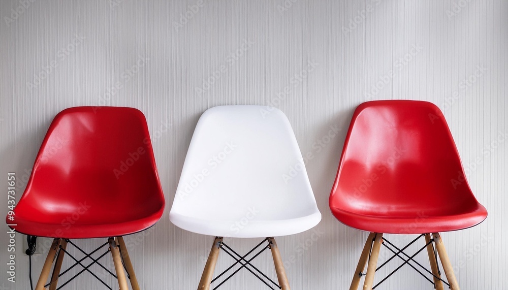 the white chair and a red chair on an off white job requite we are ...